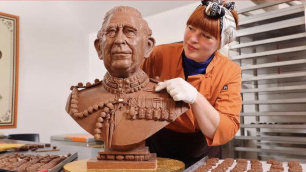 Life-sized chocolate King Charles III sculpture unveiled to celebrate ...